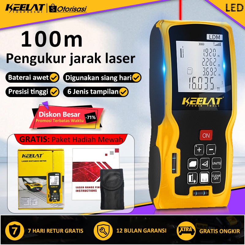 Jual KEELAT 100M Digital Meteran Laser Laser Rangefinder Infrared Laser ...