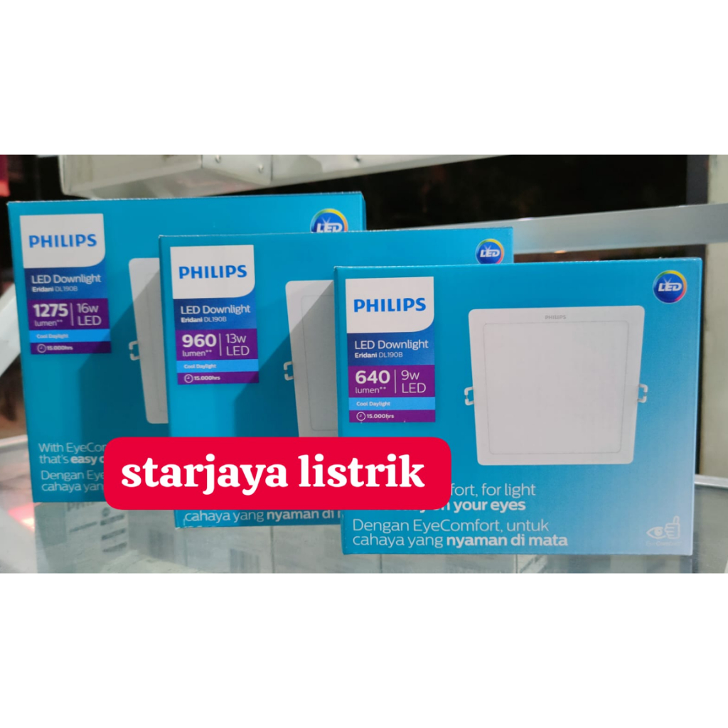 Jual DOWNLIGHT LED PHILIPS ERIDANI 9/13/16 WATT MODEL KOTAK | Shopee Indonesia