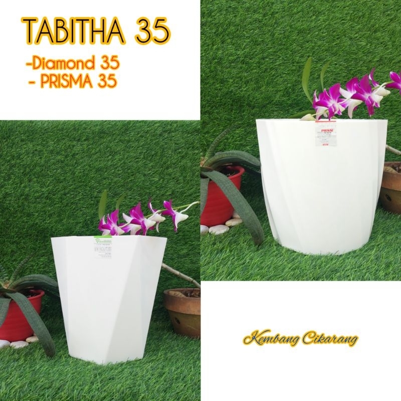 Jual (1pc) TABITHA 35 : pot Prisma 35 pot bunga twist flower cantik glosi tebal pot Diamond 35 ...