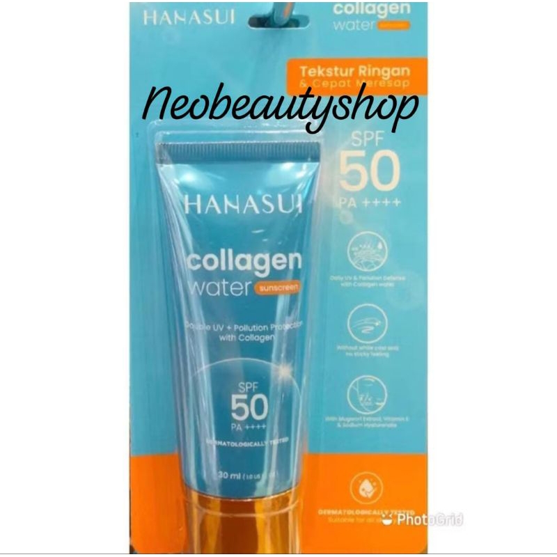 Jual Hanasui Collagen Water Sunscreen SPF 50+++ isi 30ml (Kemasan BIRU ...