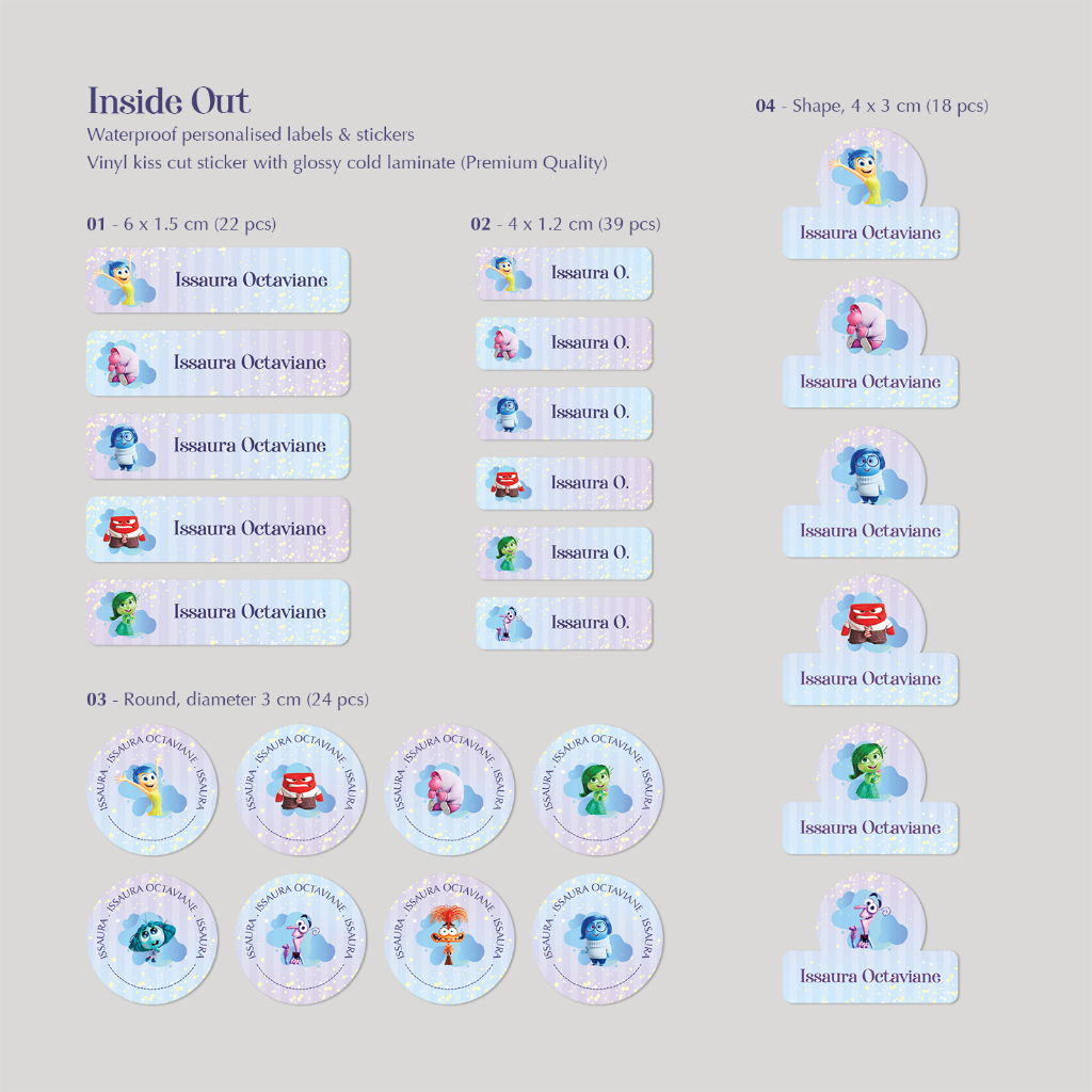 Jual INSIDE OUT / SINGLE PACK (4 bentuk , 4 ukuran) / LABEL & STIKER ...