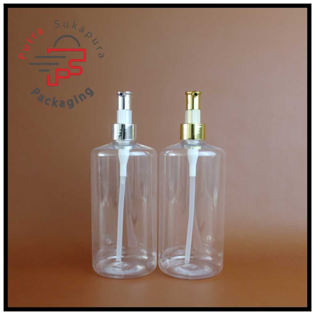 Jual botol pump 500ml natural pet/botol pump 500ml/pump clip luxury ...