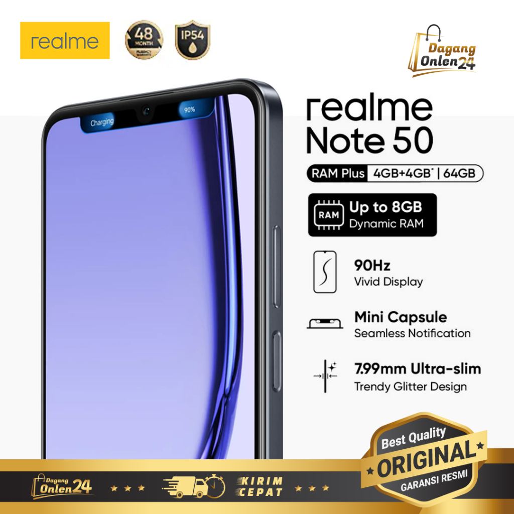Jual Realme Note 50 [4/128GB] [4/64GB] IP54 tahan air dan debu Garansi ...
