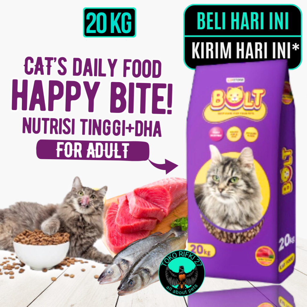 Jual BOLT IKAN 20KG CAT DRY FOOD 1SAK MAKANAN KERING KUCING DEWASA ...