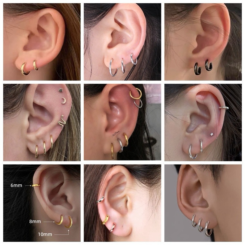 Jual 1 BIJI 8-18mm Stainless Steel Small Hoop Earrings Cartilage Round ...