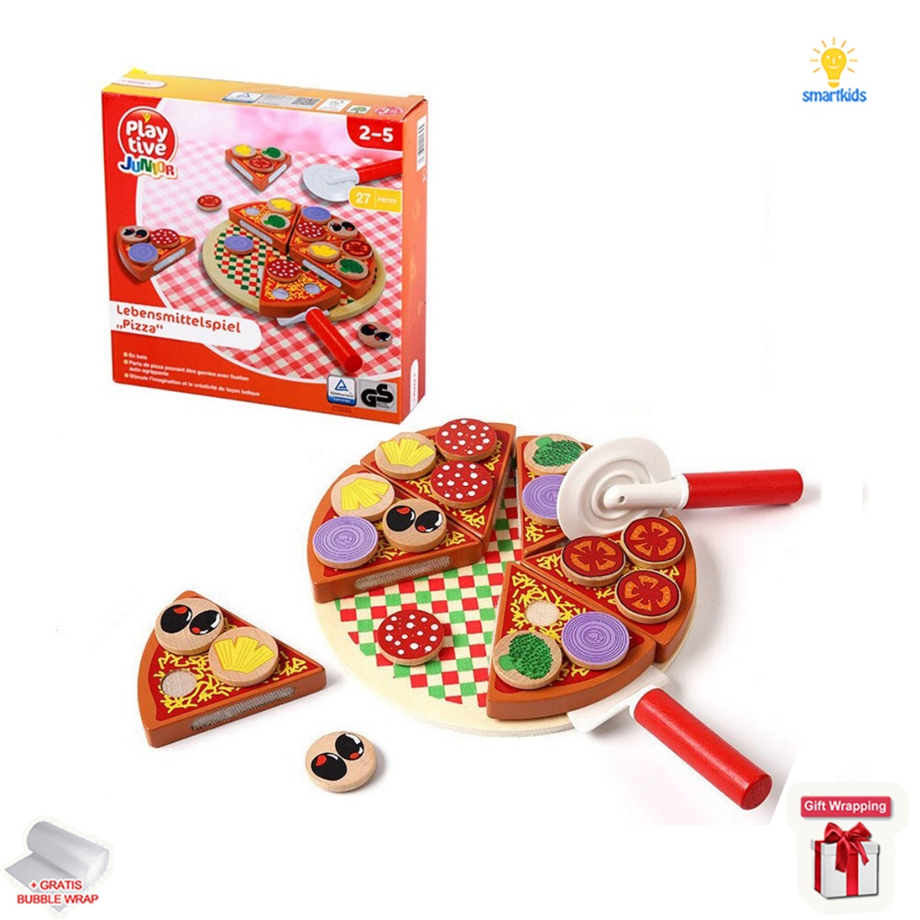 Jual Mainan Masak Oven Pizza Slice Fast Food Material Kayu Wood Cook ...