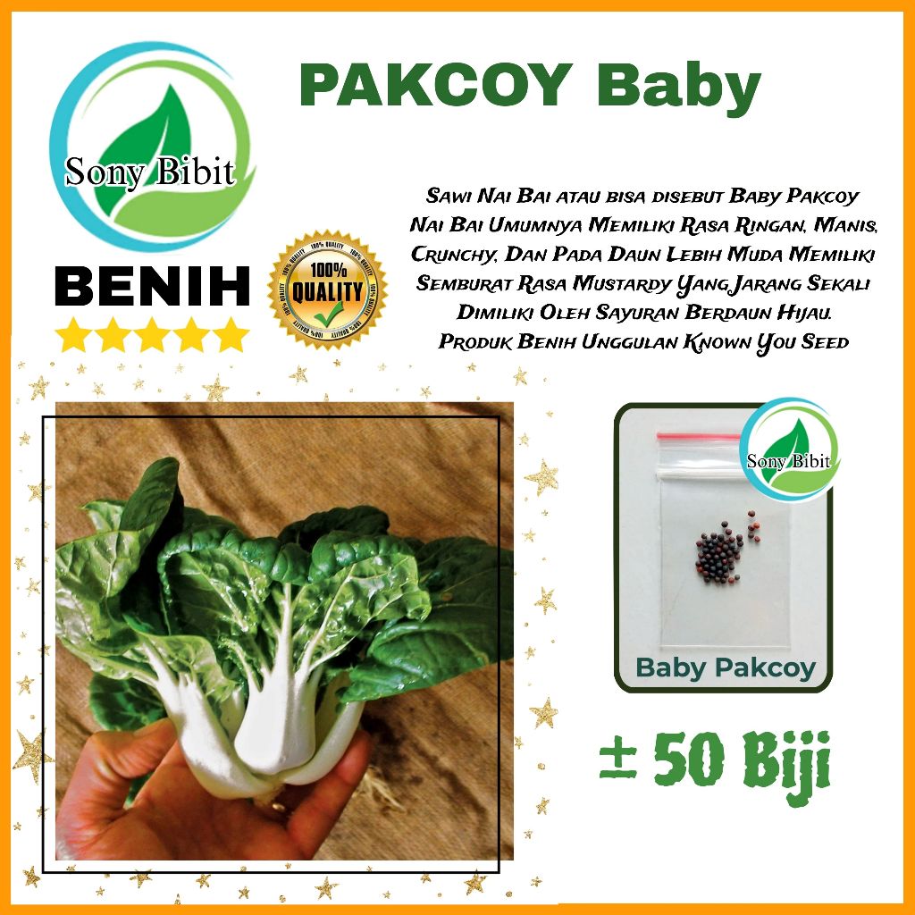 Jual Benih Sawi Pakcoy Mini Nai Bai Know you seed 50 Biji kemasan ...