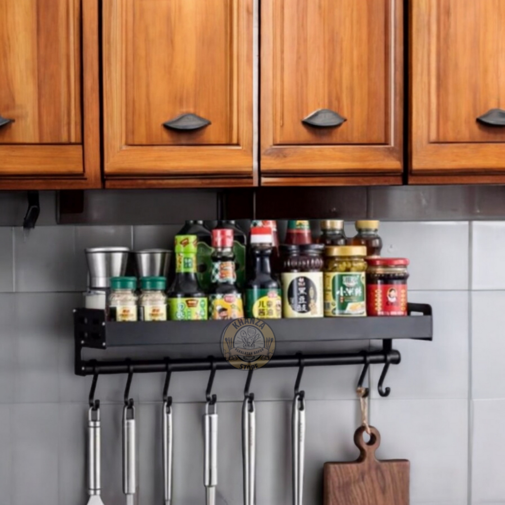 Jual Rak Dapur Dinding Kitchen Rack Bumbu Gantung Aluminium Anti Karat ...