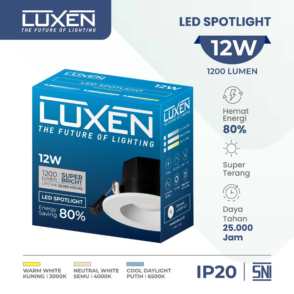 Jual Luxen Spotlight LED COB 12 Watt Cahaya Putih, Kuning dan Neutral ...