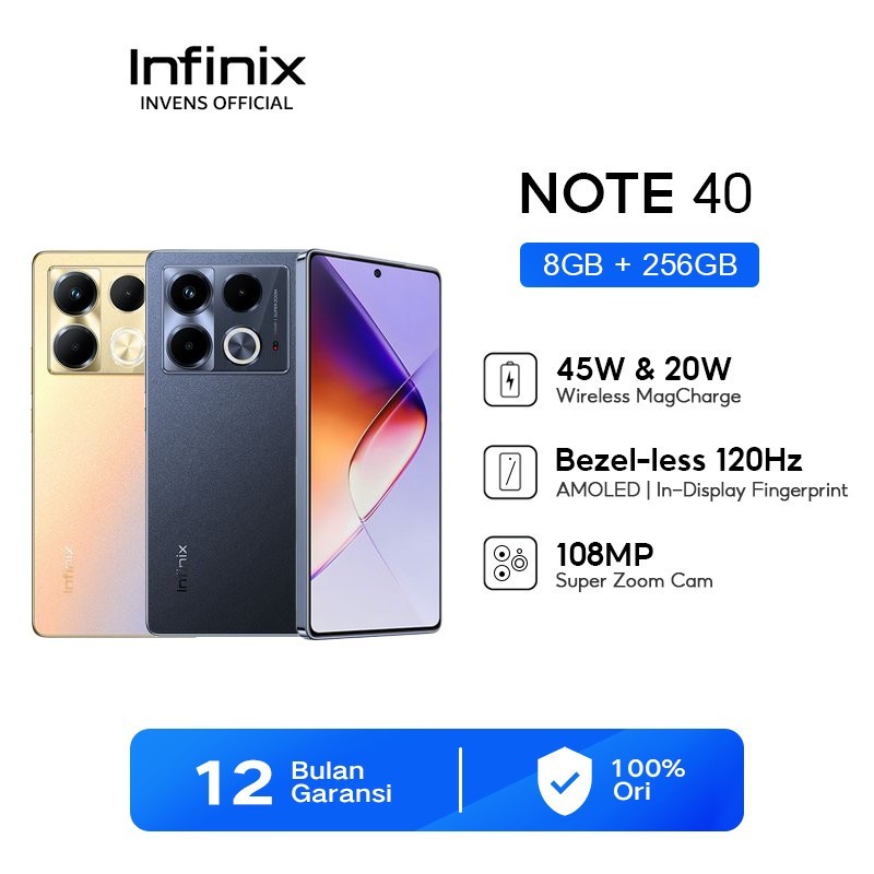 Jual Infinix Note 40 8/256GB - Up to 16GB Extended RAM - Helio G99 - 6.78” - obsidian black ...
