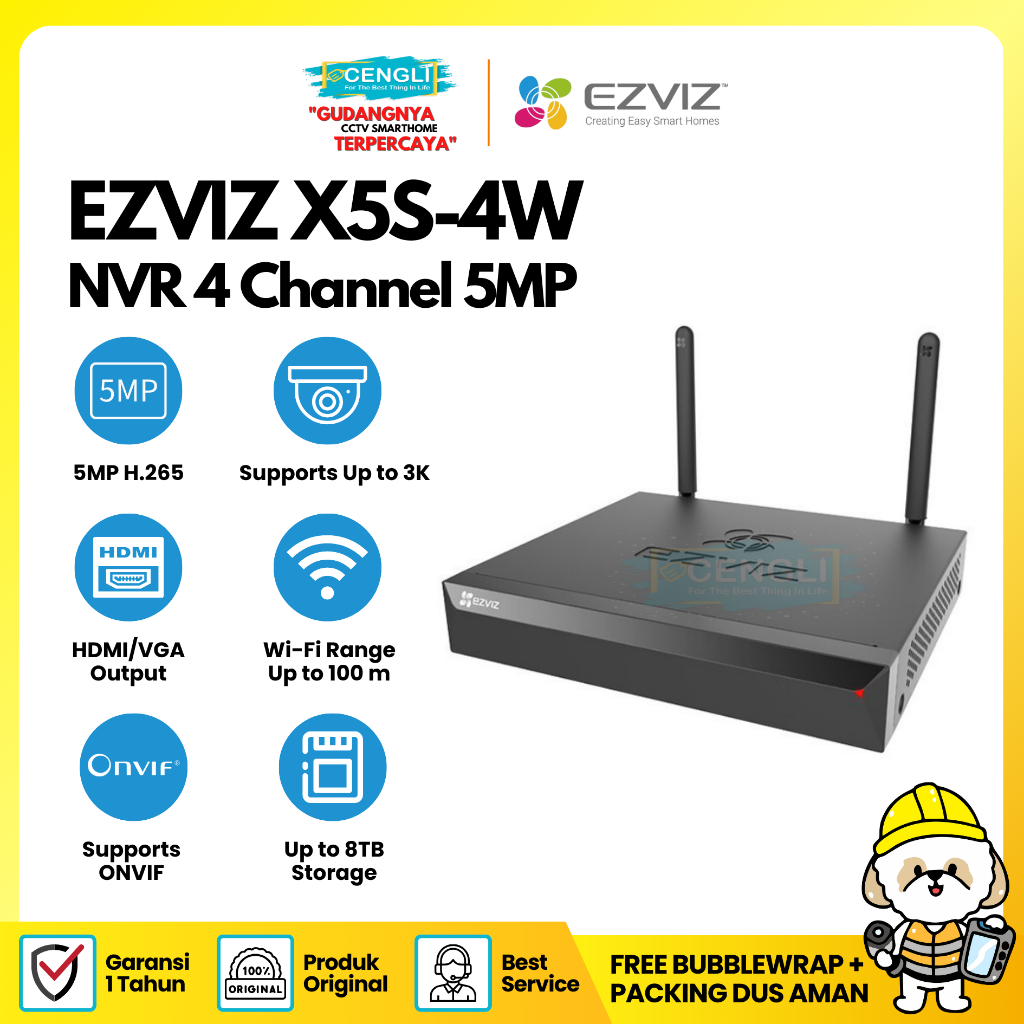 Jual Ezviz NVR Ezviz Wireless 4 Channel by Hikvision NVR X5S-4W GARANSI ...