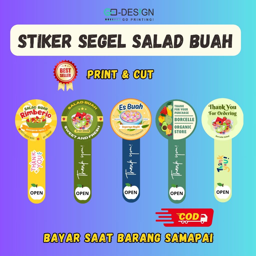 Jual Cetak Stiker Segel Salad Buah - Stiker seal Salad Buah Custom Nama ...