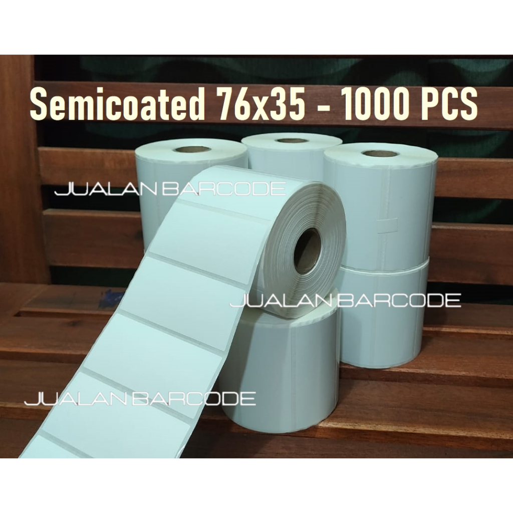 Jual STIKER LABEL SEMICOATED 76x35 | LABEL BARCODE SEMICOT 76mm x 35mm ISI 1000 pcs CORE 1 INCH ...