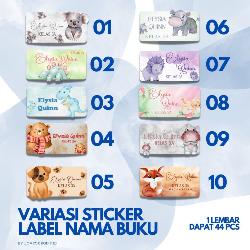 Jual Sticker Label Nama Buku Lucu untuk Buku Anak Waterproof ...