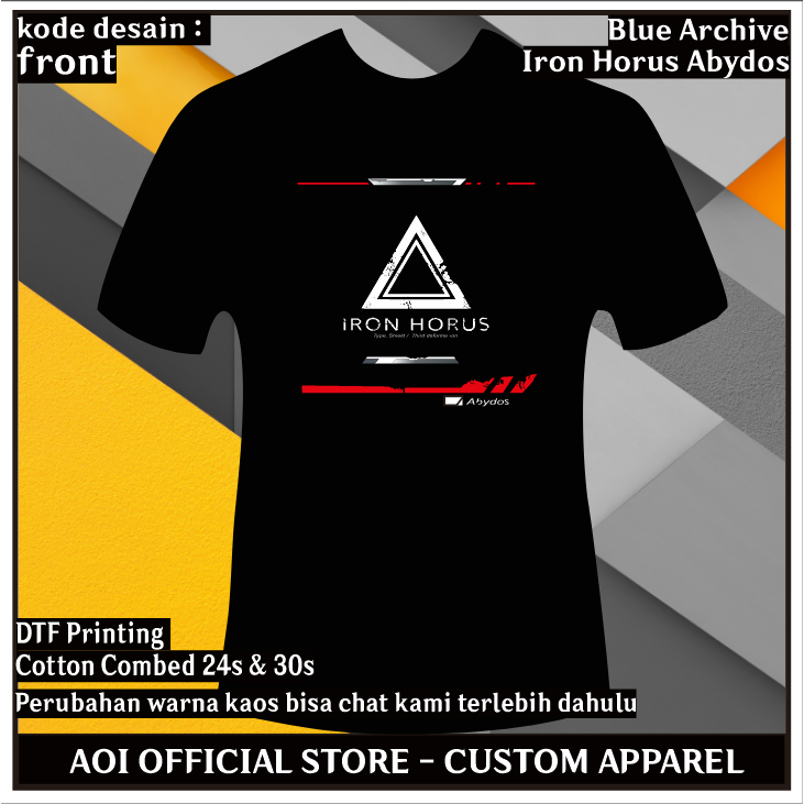 Jual Kaos Iron Horus Abydos Takanashi Hoshino Blue Archive Front ...