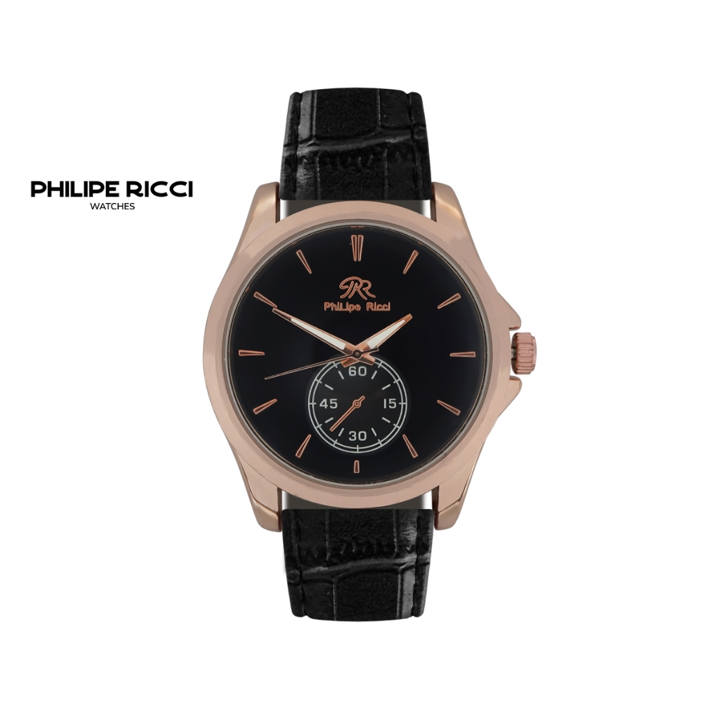 Jual PhiLipe Ricci Jam Tangan Pria Kulit Croco Hitam Dial Bulat Simple ...