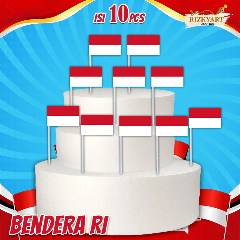 Jual Cake topper Hiasan kue BENDERA MERAH PUTIH/Hiasan kue BENDERA ...