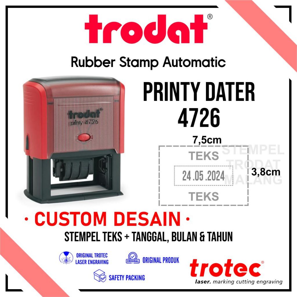 Jual Stempel Trodat 4726 (75x38 mm) Stempel text + tanggal bulan tahun ...