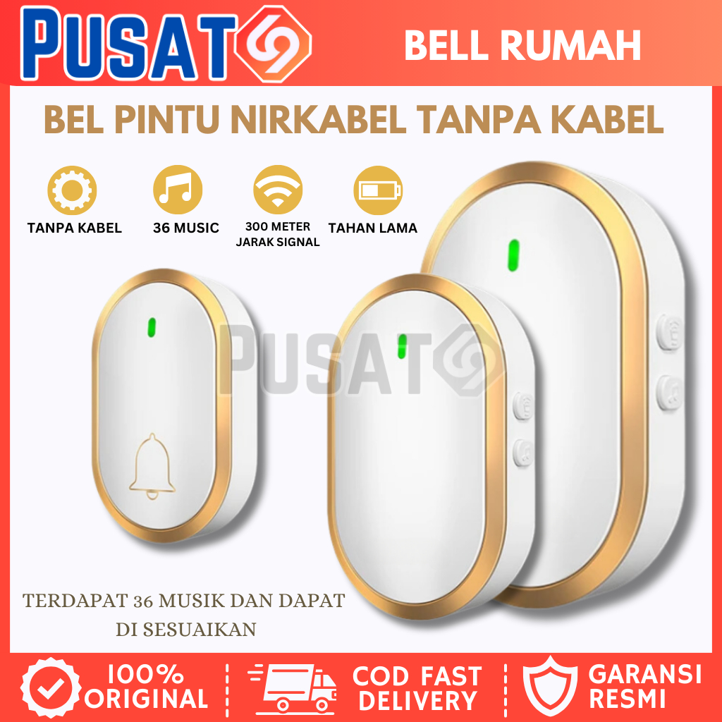 Jual Bel Rumah Wireless Door Bell 259AC Waterproof Pintu | Shopee Indonesia