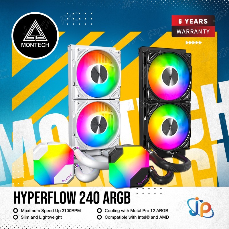 Jual Montech Hyperflow 240 ARGB - CPU AIO Liquid Cooler Fan 240mm | Shopee Indonesia