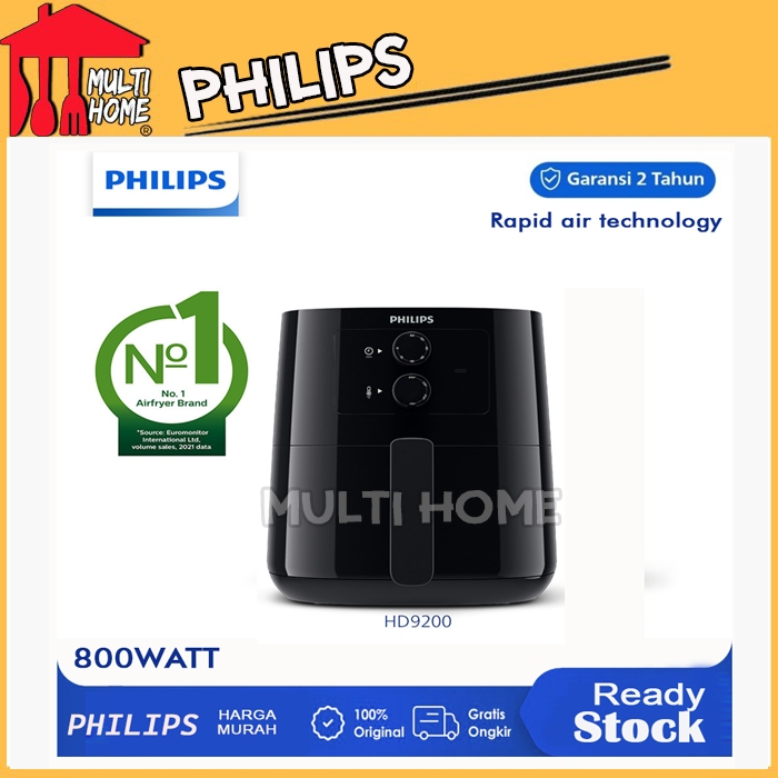 Jual Philips Air fryer HD9200 Low Watt 800 Watt Kapasitas 4.1 L - Multifungsi dengan Rapid Air ...