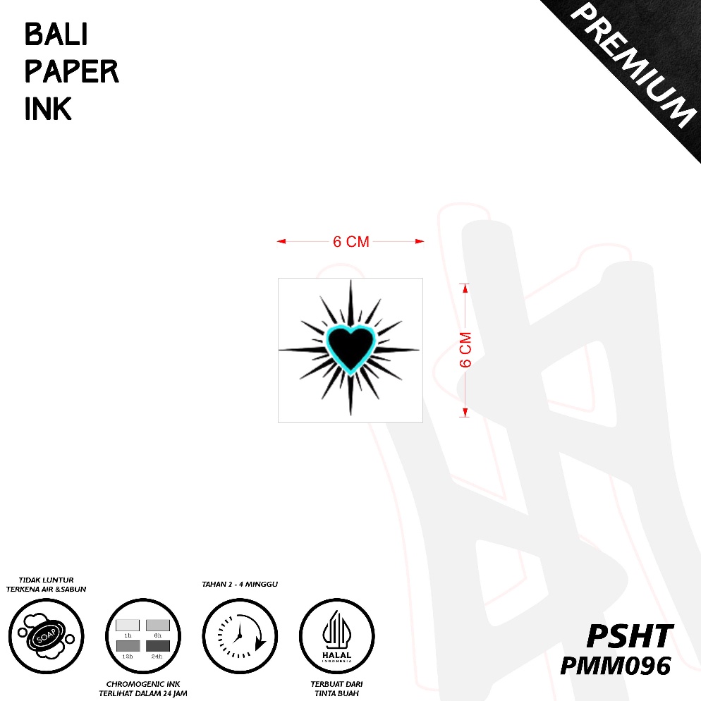 Jual KODE O2C3 Tato Hati Bersinar PMM96 Premium Temporary Tattoo By ...