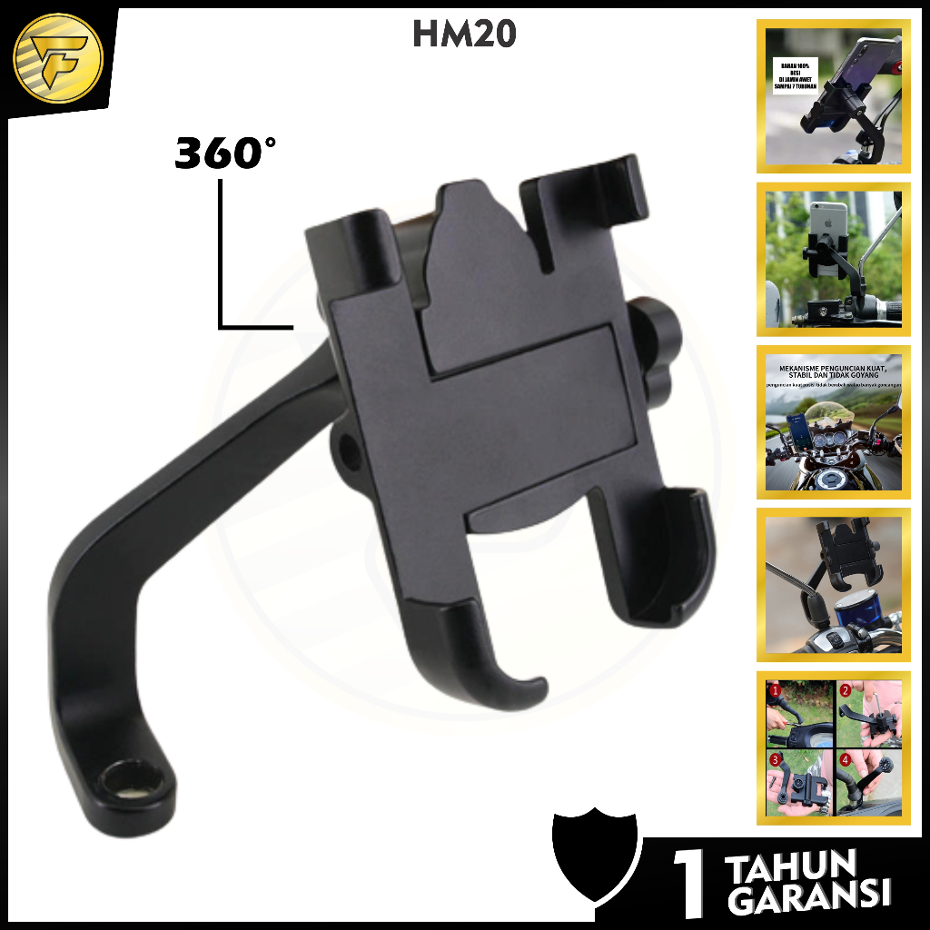 Jual HM20 Holder Motor BESI holder spion motor dudukan penyangga HP Stand METAL | Shopee Indonesia