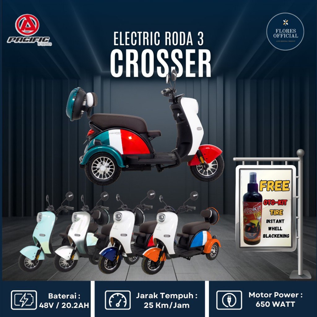 Jual Sepeda Listrik Roda tiga CROSSER By Pacific | Shopee Indonesia