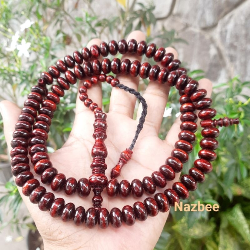 Jual Tasbih Yuser 99 Akar Bahar Tali Arus Merah Model Pipih | Shopee ...