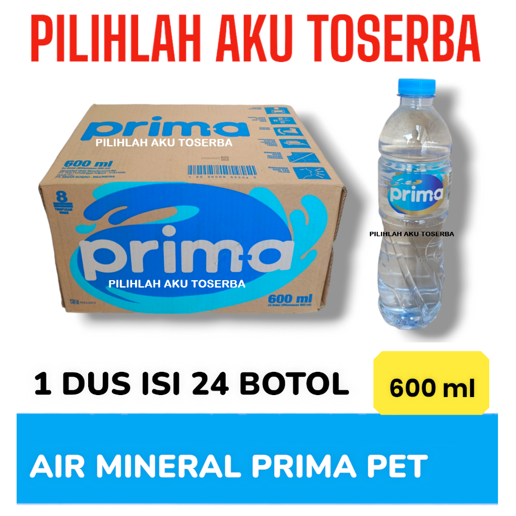 Jual Air Mineral Prima Prim-A Botol Pet 600 ml - (HARGA 1 DUS ISI 24) | Shopee Indonesia