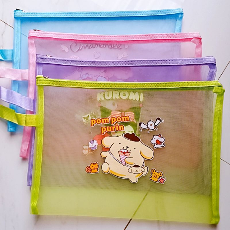 Jual Tas Kotak Penyimpanan Alat Pouch Resleting Transparan Dompet Jaring Serbaguna Sanrio Kuromi ...