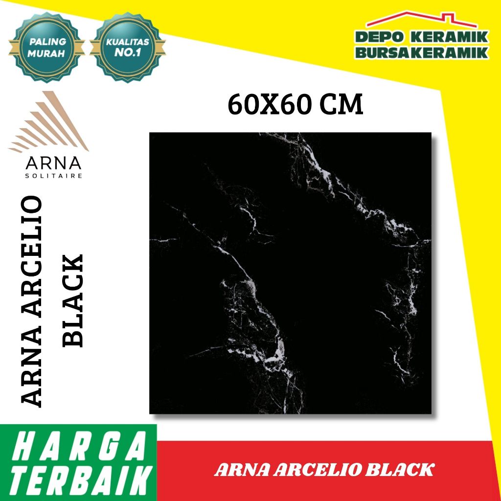Jual GRANIT MEWAH ARNA 60X60 CM ARCELIO BLACK | Shopee Indonesia