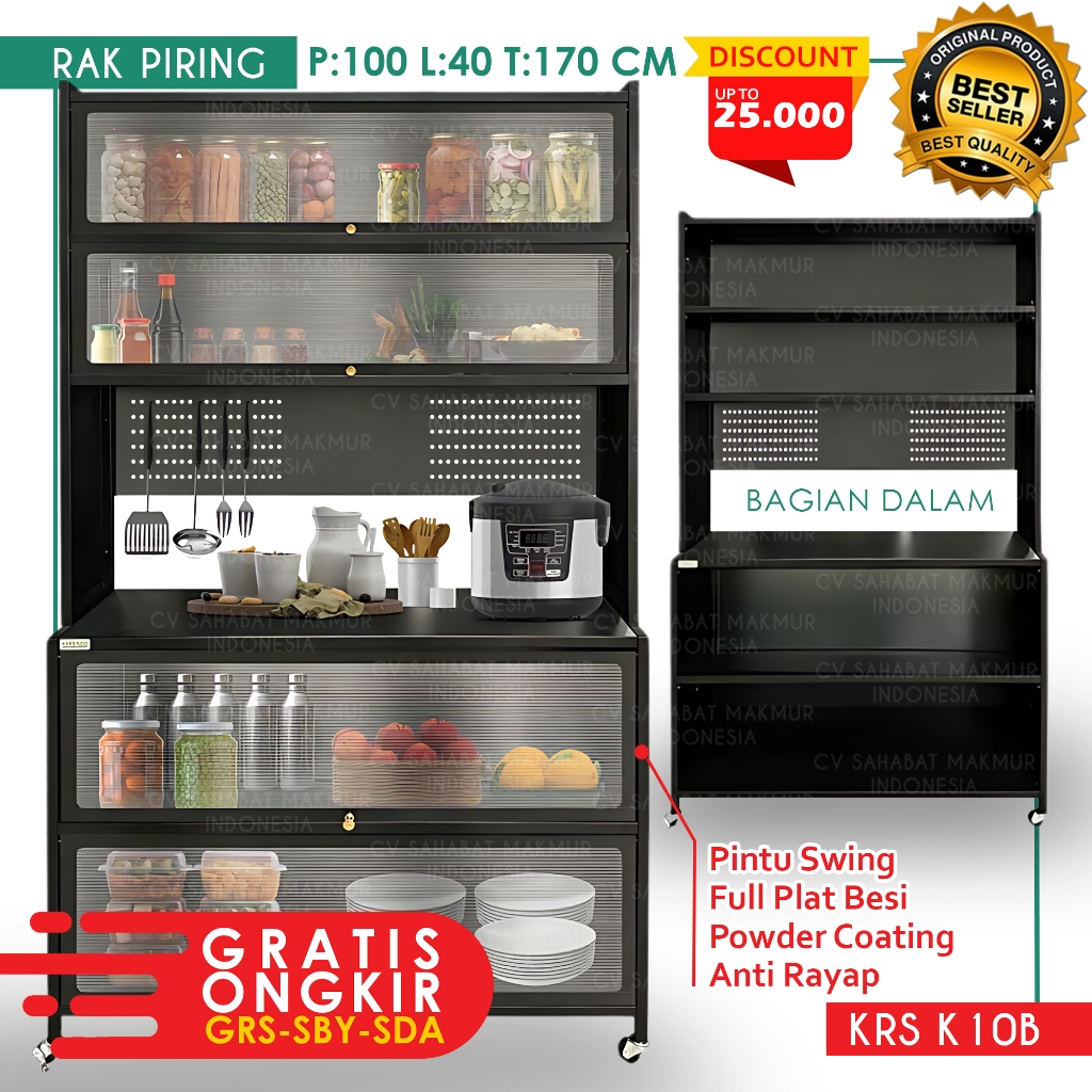 Jual Rak Dapur Besi KRS K10B / Kitchen Set Minimalis / Rak Piring / Rak ...