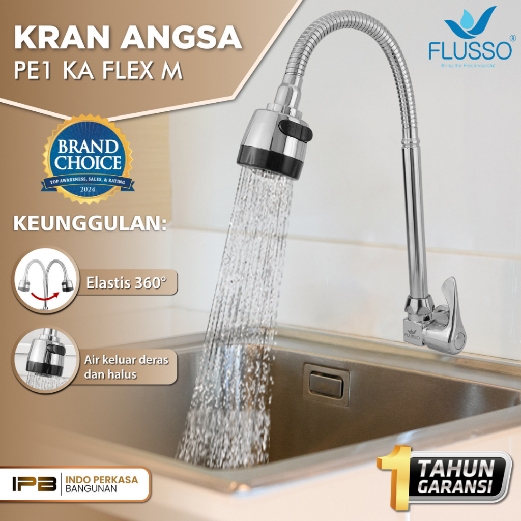Jual FLUSSO Kran Angsa Wastafel Kran Cuci Piring Fleksibel Tembok ...