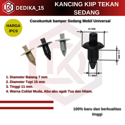Jual Klip Baut Kancing Tekan sedang untuk bamper Sedang Mobil Universal ...