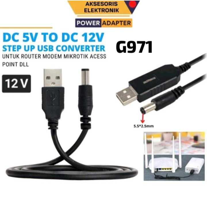 Jual G971 KABEL POWER USB TO DC 5.5mm x 2.1mm 5V AC 5V 3A MINI CAS CHARGER BULAT JACK BUAT ...