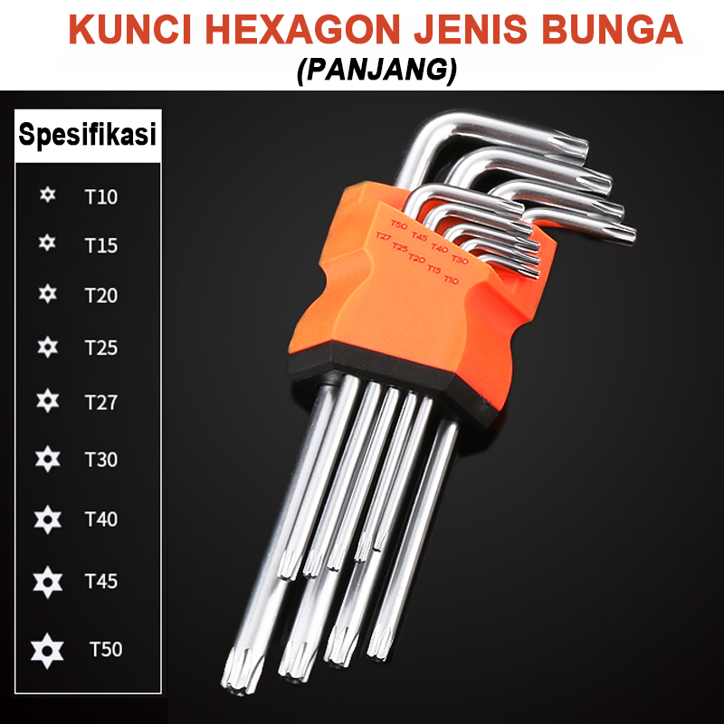 Jual NESO Kunci L Set panjang Hex Key 9pcs Jenis Bunga S2 (COD) Ball ...