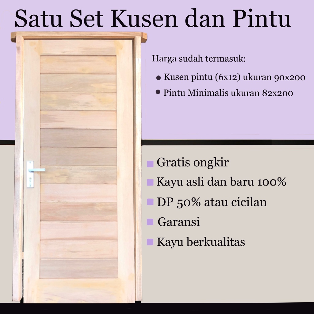Jual Satu Set Kusen dan Daun Pintu Minimalis ukuran standar | Shopee ...