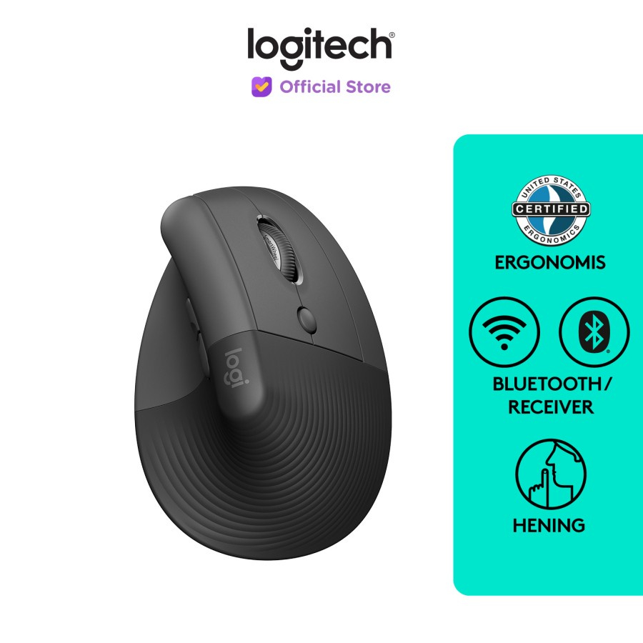 Jual Logitech Mouse LIFT Ergonomic Vertical Wireless Bluetooth Silent ...