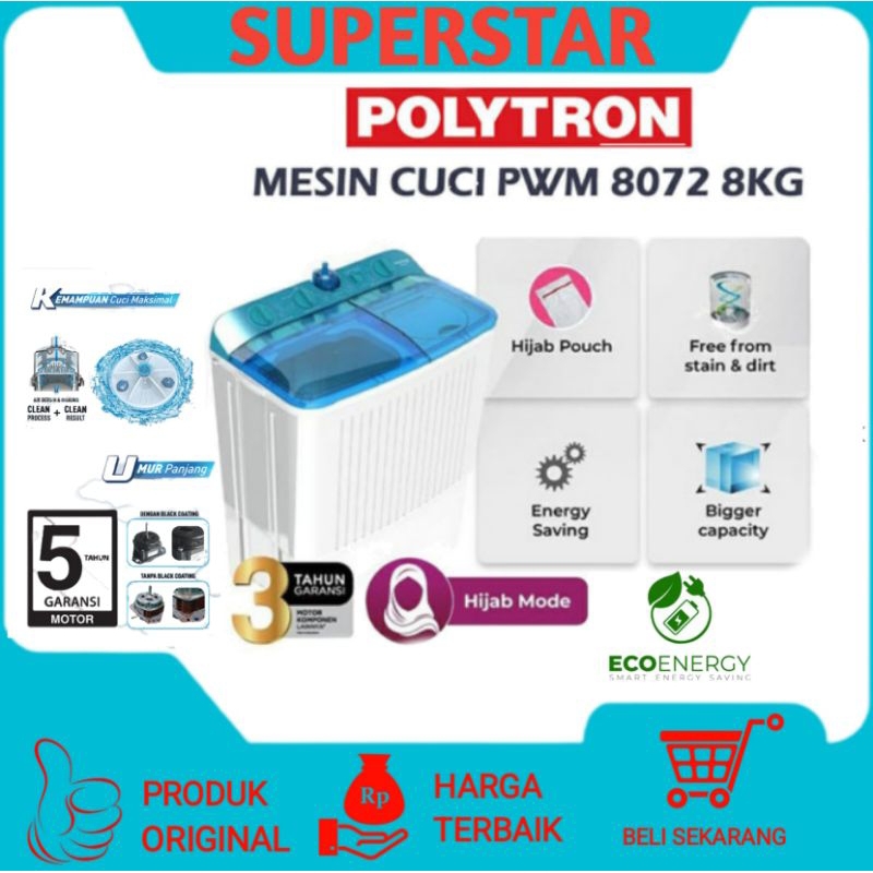 Jual Mesin Cuci Polytron PWM-8072 | Shopee Indonesia