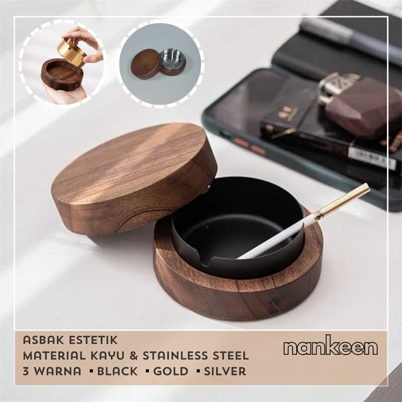 Jual nankeen - Asbak Rokok Estetik Kayu & Stainless Steel/Asbak Rokok ...