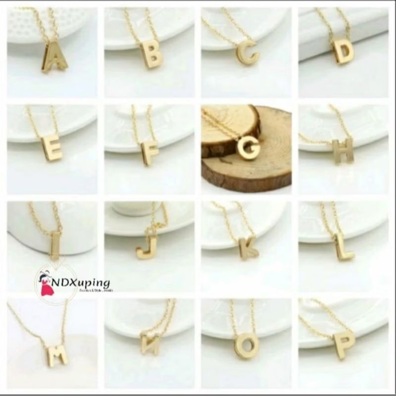 Jual kalung nama inisial huruf abjad liontin nagita titanium A smpai Z ...