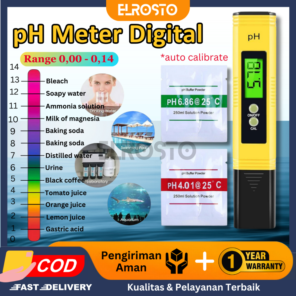 Jual ELROSTO PH Meter TDS Meter Hidroponik TDS 3 Alat Pengukur PH Air ...