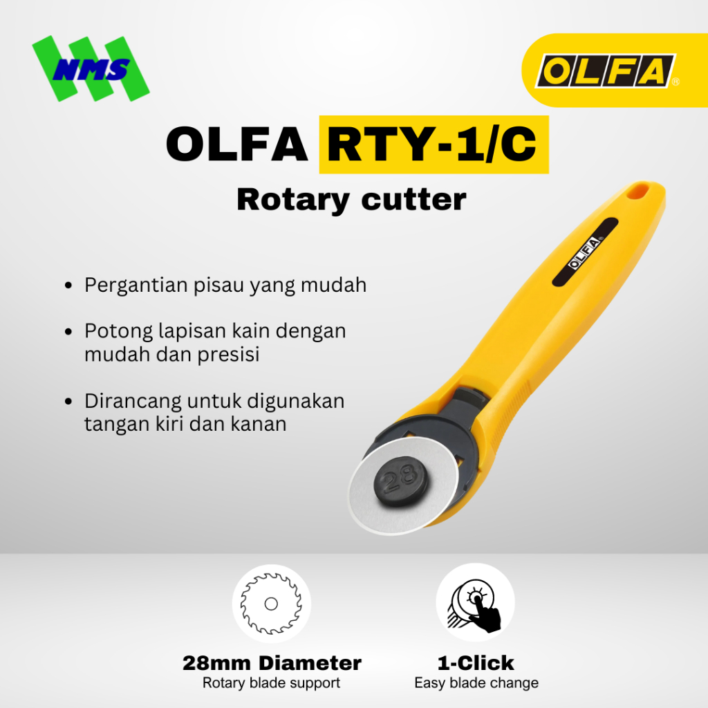 Jual Alat Gunting Kain OLFA RTY-1/C Rotary Cutter Pisau Kater Bulat ...