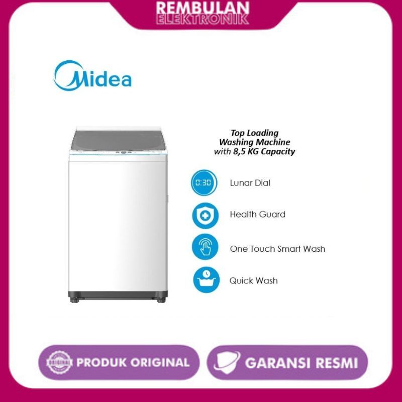 Jual Midea Top Load Washing Machine 8.5kg - MA100W85 - One Touch Smart ...