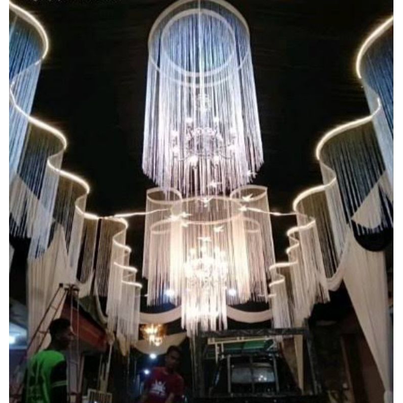 Jual PAKET PIPA ELASTIS, TIRAI GLITER PUTIH,LED hiasan tenda dekorasi ...