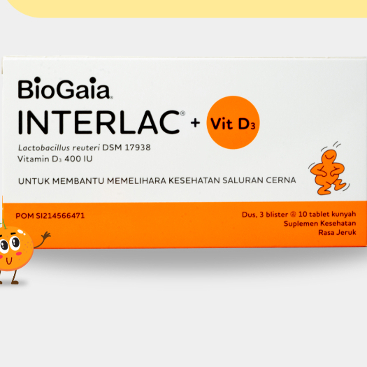 Jual Interlac Probiotik + Vit D3 400 IU - 3 Strip @ 10 Tablet | Shopee ...