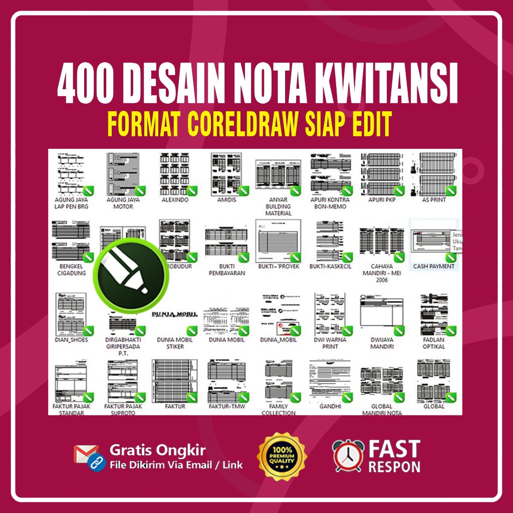 Jual 400+ Nota Faktur Kwitansi CorelDraw X7 Siap Edit | Shopee Indonesia
