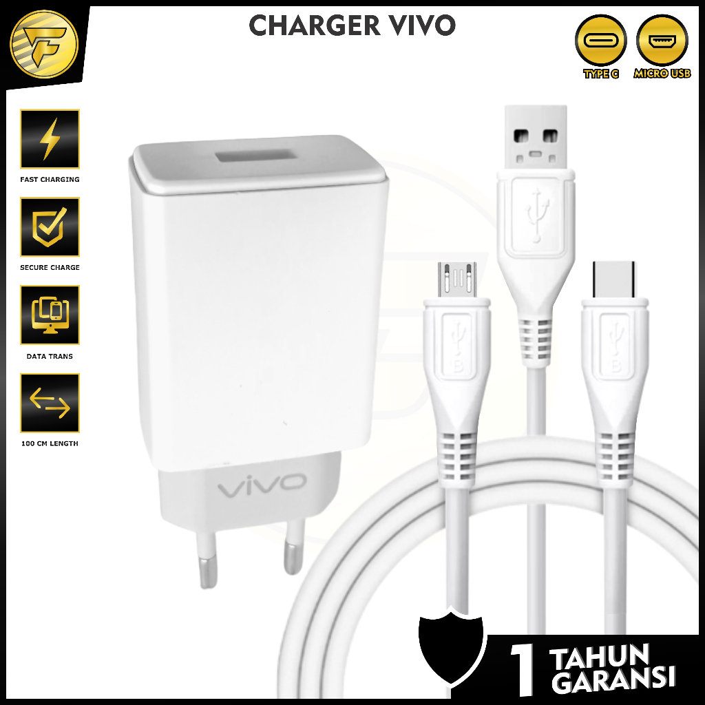Jual VIVO Charger Fast Charging Type C Micro USB cas casan HP android ...
