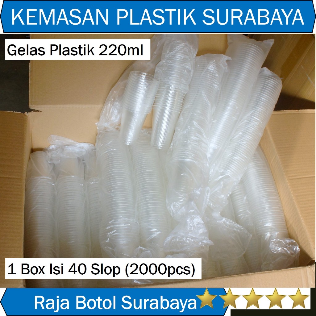 Jual 1Box cup gelas 220ml plastik Grosir kecil aqua 1 box 40slop 40pak 40 slop pak pack 2000 pcs ...